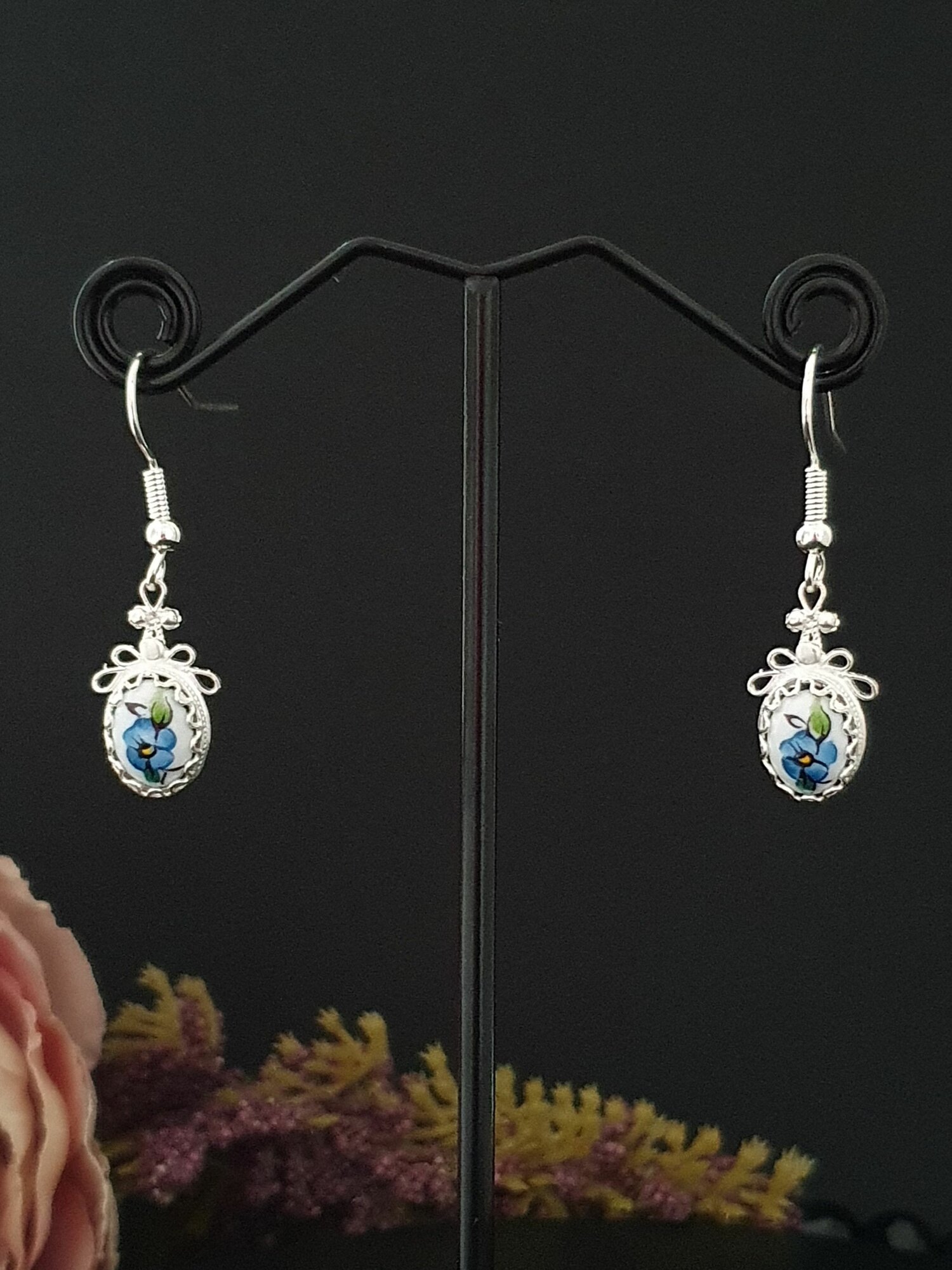 Серьги с подвесками, эмаль