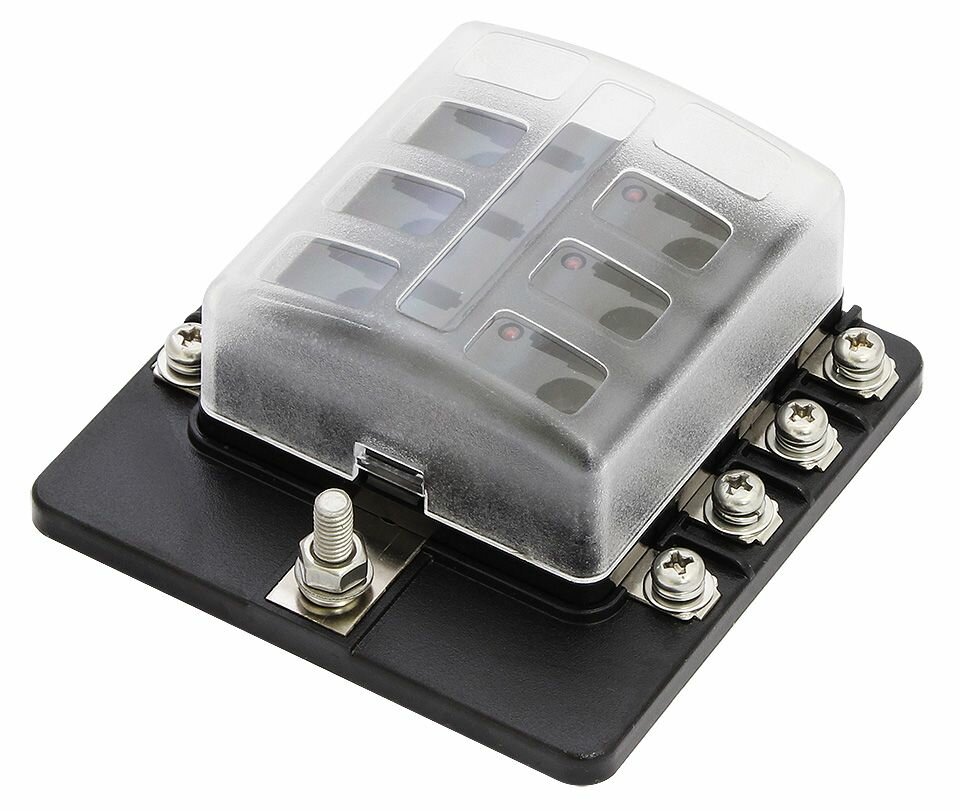 Блок предохранителей, 8 гнезд, с крышкой и LED индикацией исправности предохранителя, винтовой зажим (10264240)