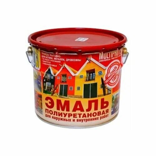 Эмаль полиуретановая мультипротект универсальная для наружных и внутренних работ глянцевая 10л прозрачная