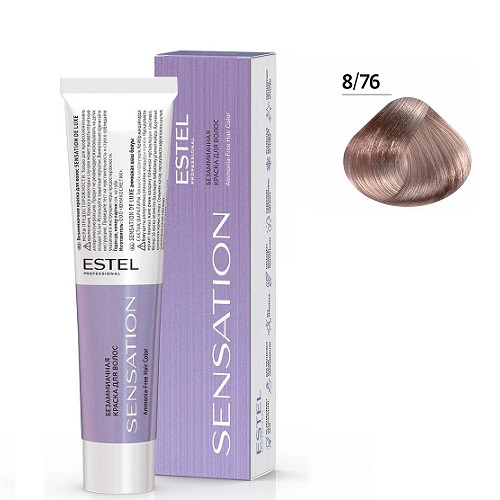 Безаммиачная краска для волос SENSATION DE LUXE 8/76 светло-русый коричнево-фиолетовый, 60 мл.