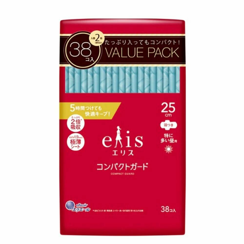 DAIO Тонкие гигиенические прокладки Compact Guard Normal++ с увеличенной клеевой поверхностью c крылышками 25 см 38 шт