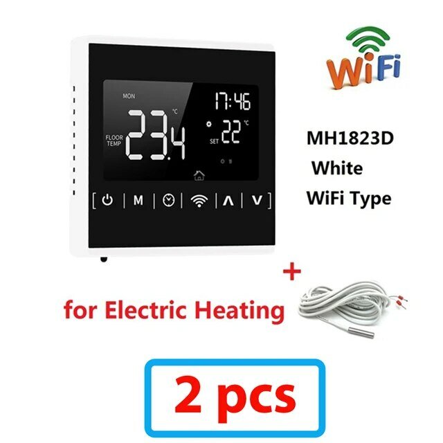 Терморегулятор для теплого пола с Wi-Fi / Сенсорный программируемый регулятор температуры MincoHeat 1823D Wi-Fi Black / White
