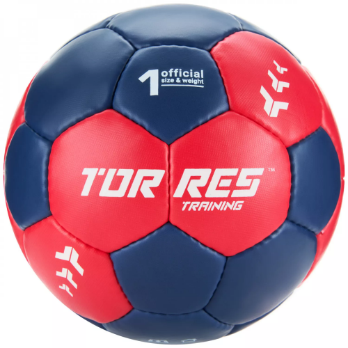 Мяч гандбольный Torres Training, H32451, р.1, ПУ, 4 подкл. слоя, руч. сшивка, сине-красный