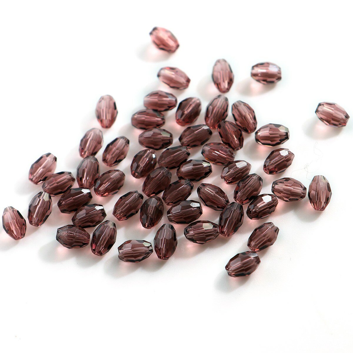 Бусины стеклянные овальные 90 шт, граненые 6х4 мм, цвет пурпурный баклажан