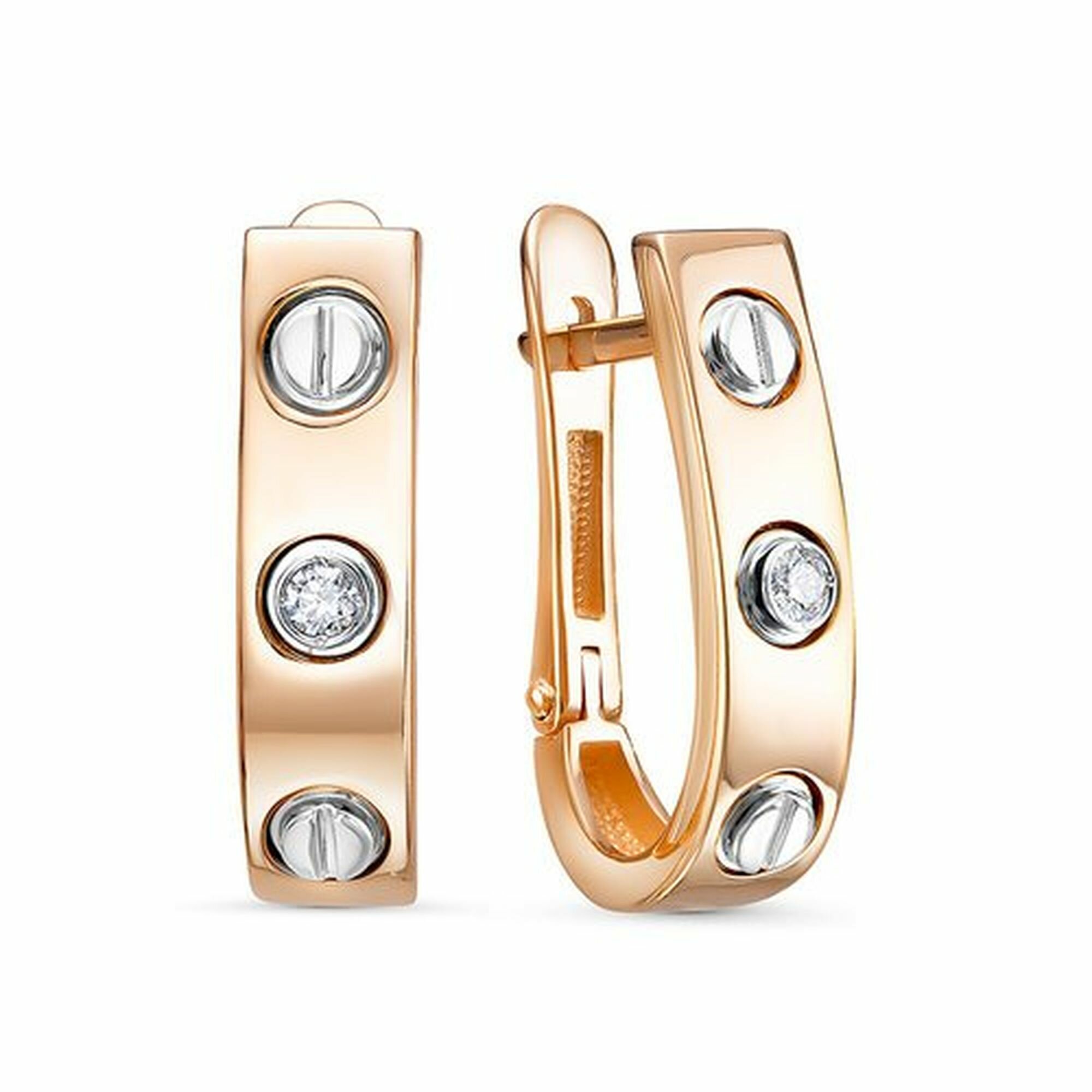 Серьги, красное золото, 585 проба, бриллиант