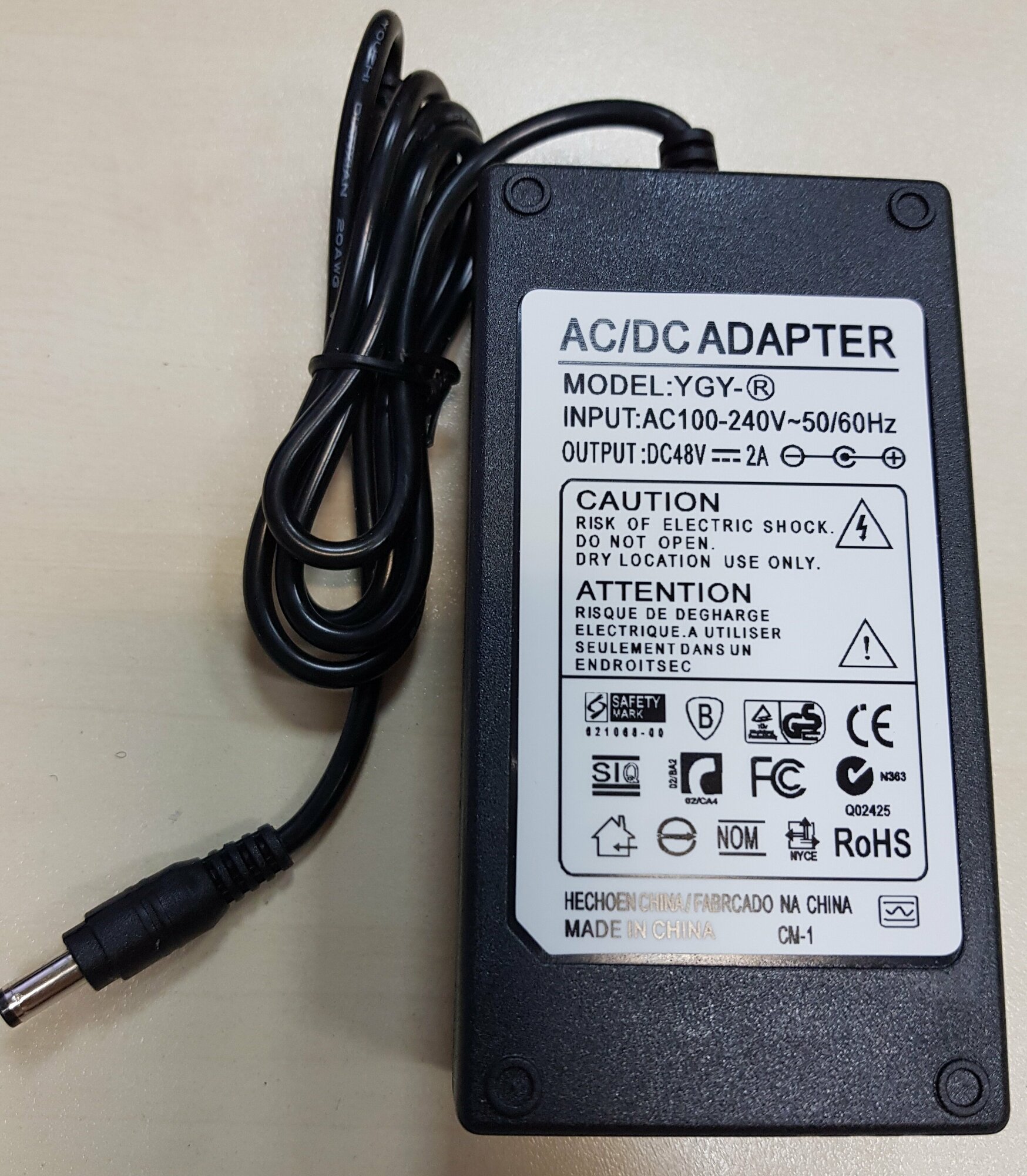 Зарядка Li-ion аккумуляторов (13s) 48V, 2A, для электросамокатов / электровелосипедов /гироскутеров, штекер 5.5x2.5мм