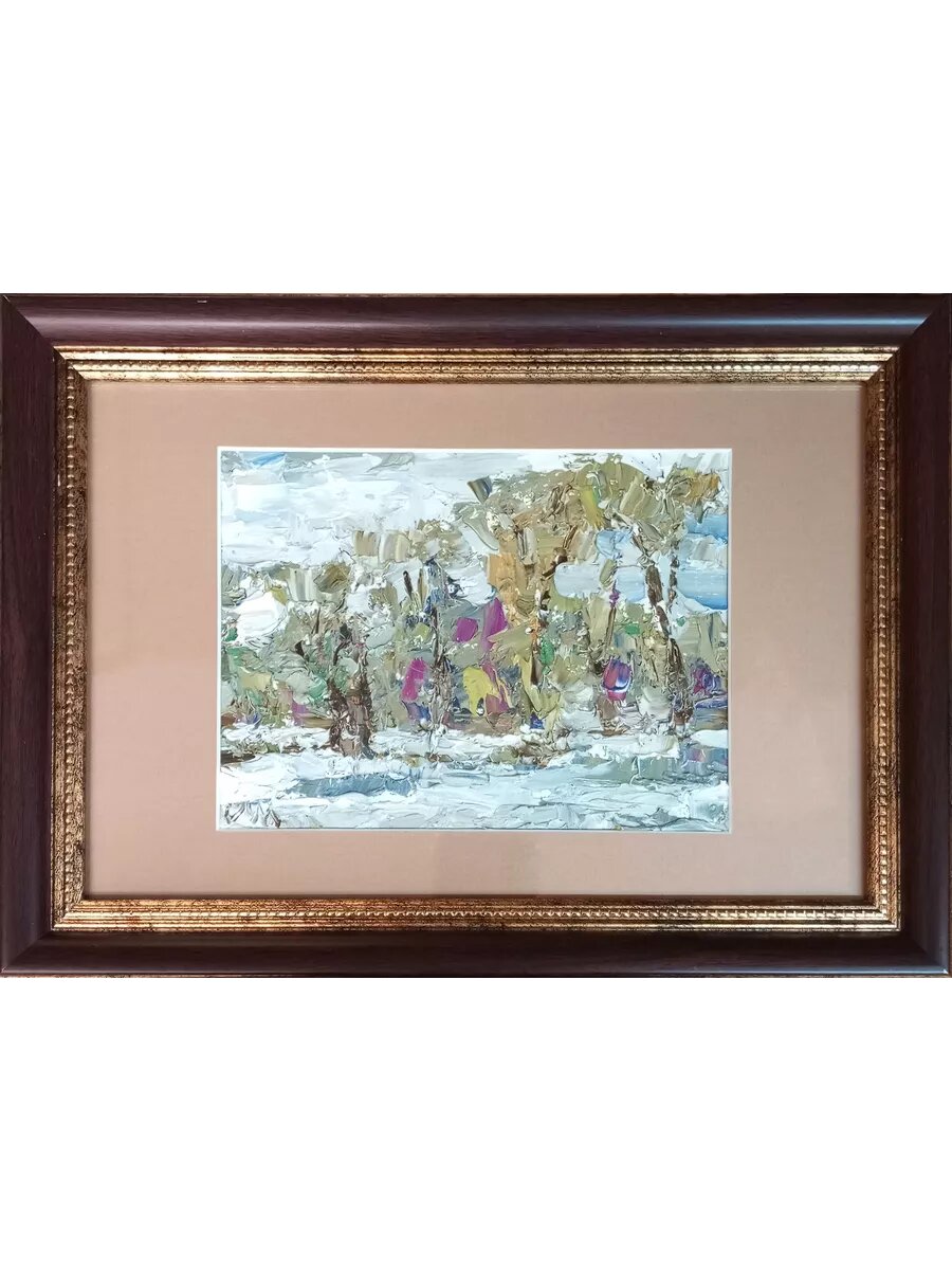 Картина. Инна Москалева. Зимний пейзаж, оргалит, м