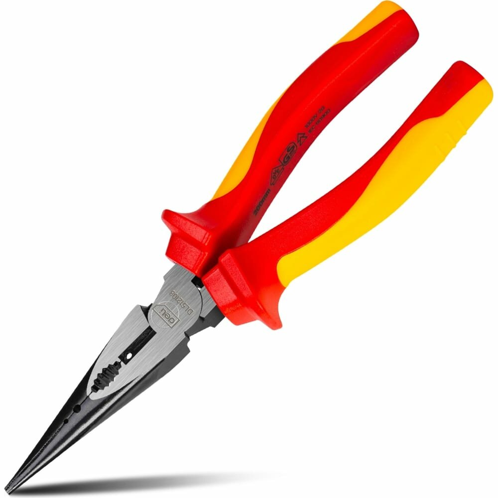 Диэлектрические, DELI, удлиненные плоскогубцы DELI dl512108 200мм (сертификат vde до 1000в, сталь