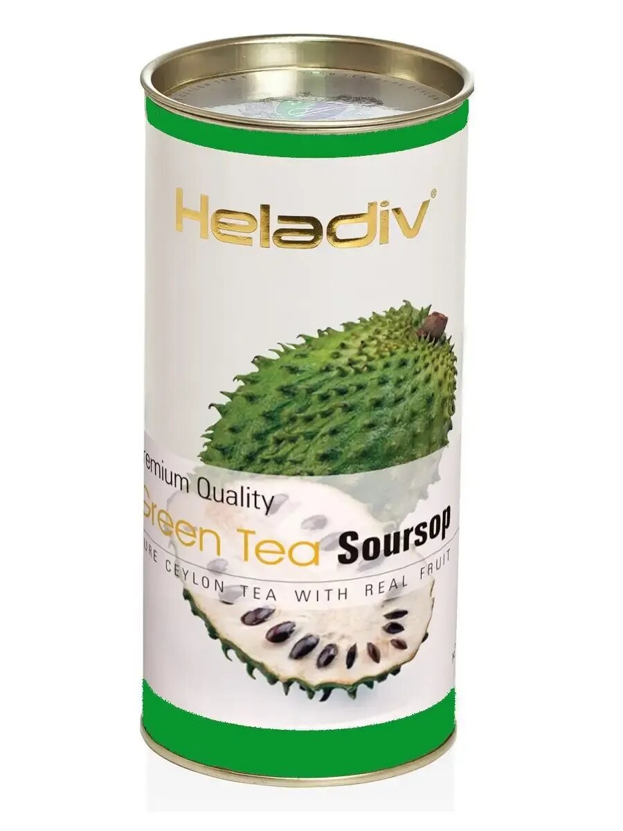 Чай Heladiv Soursop, зеленый листовой, с саусепом, туба, 100 гр