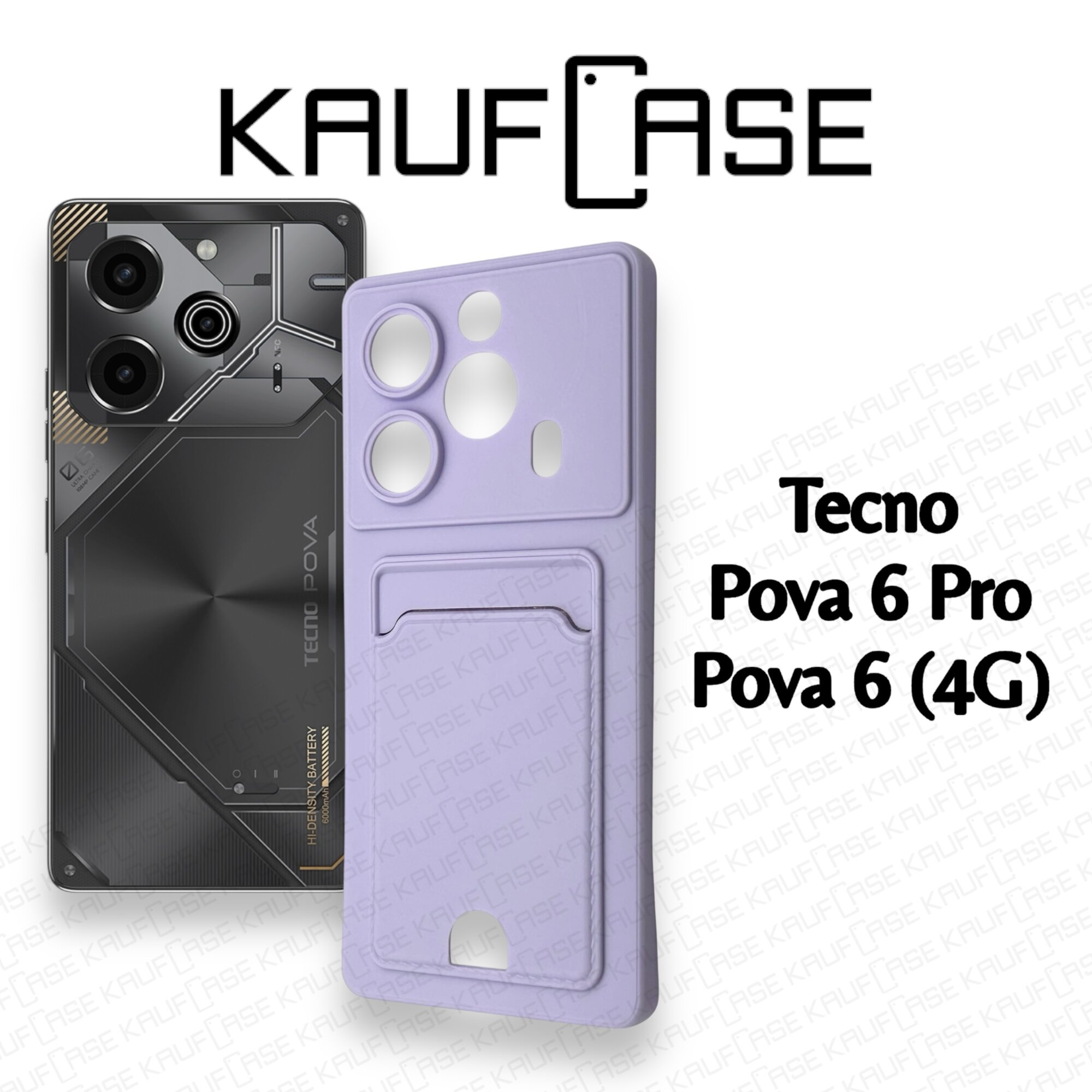 Силиконовый матовый чехол на Tecno Pova 6 4G/Pova 6 Pro (LI9) (6.78"), сиреневый. Карман для пластиковых карт