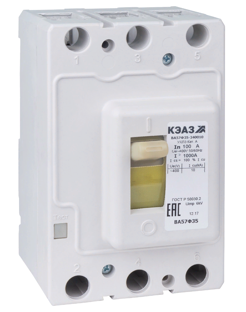 Автоматический выключатель КЭАЗ ВА57-Ф-35-340010-160А-1600-400AC-УХЛ3 3P литой корпус, 109307 / электроавтомат