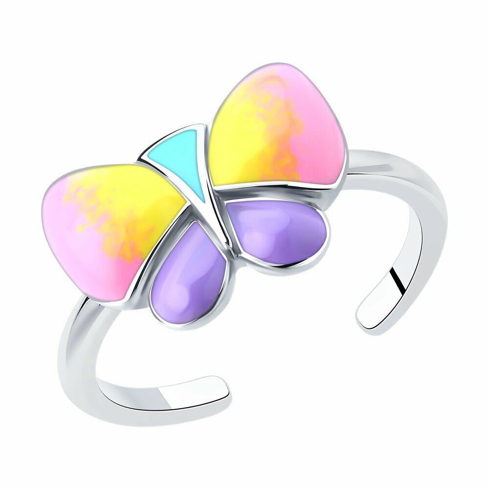 Кольцо, серебро, 925 проба, родирование, эмаль