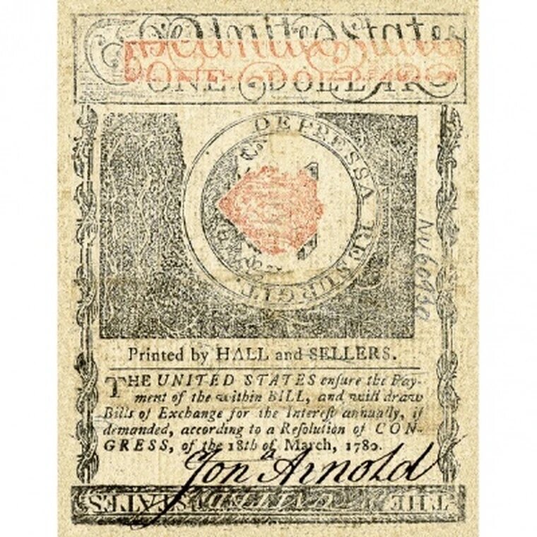 1 доллар 1780 США колониальные штат Род-Айленд, сувенирная копия, банкноты и купюры редкие коллекционные