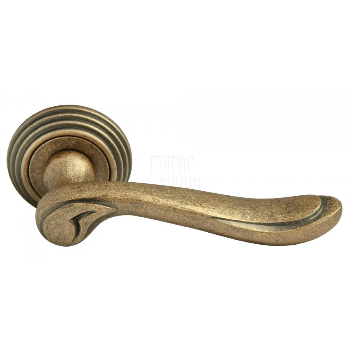 Дверная ручка на круглой розетке RUCETTI RAP-CLASSIC-L 6 бронза состаренная