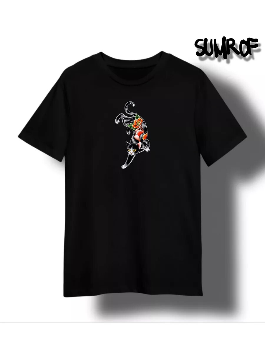 Футболка кот олд скул