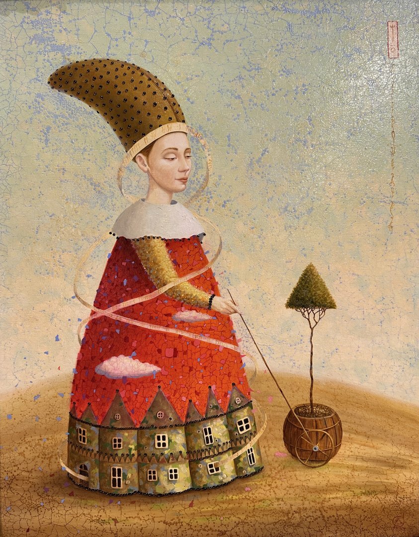 Карна, Алексей Ежов, 2023, Сюрреализм, Лён, Масло
