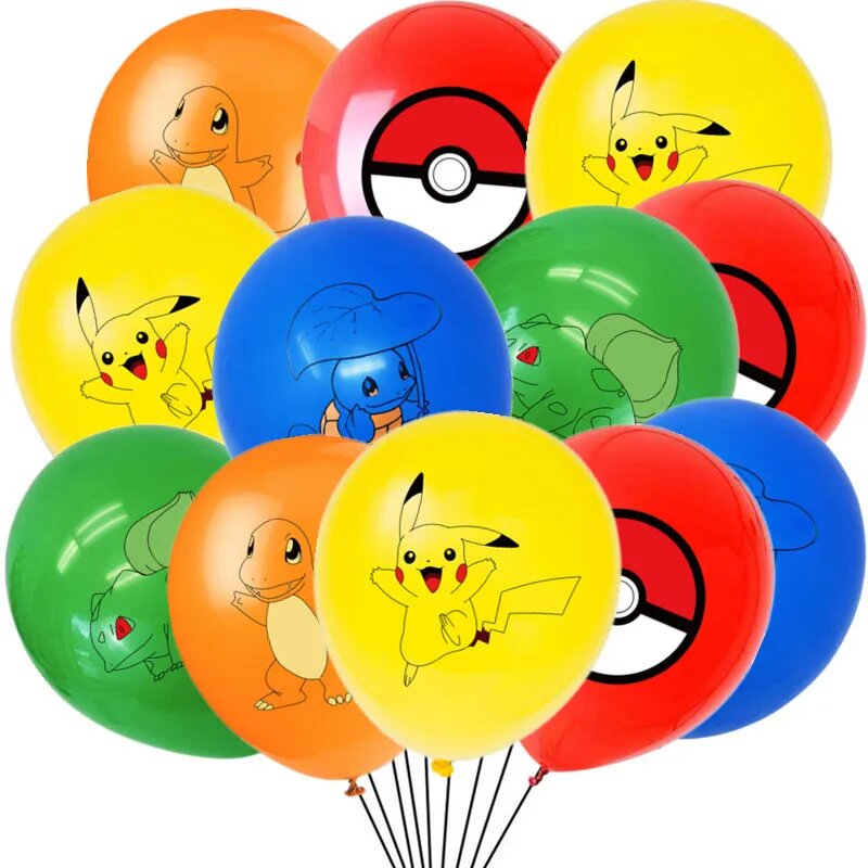 12 шаров латексных с Покемонами, 12 дюймов, Balloon-12pcs-A