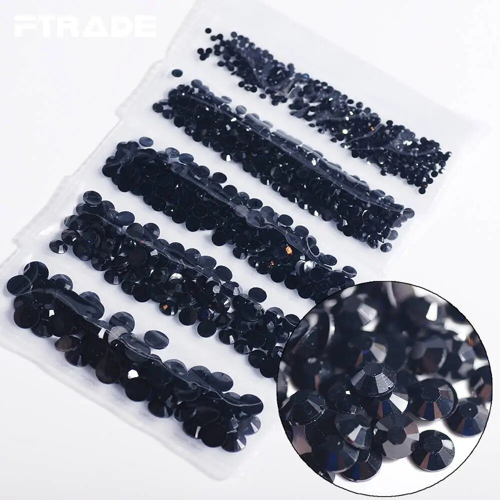 Стразы Hisenlee разноцветные 2-6 мм Черный, Black