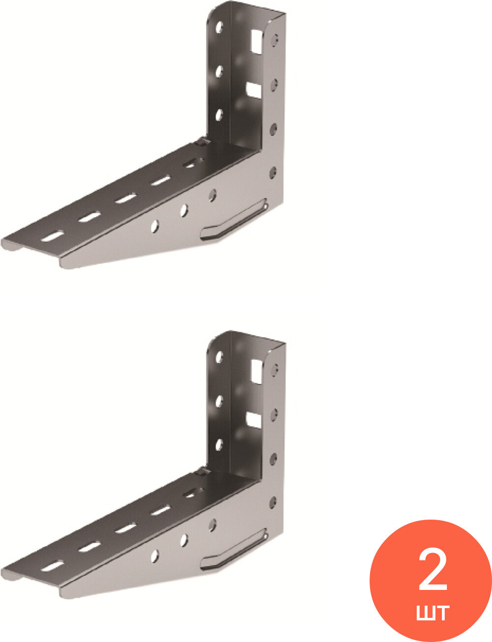 Консоль для кабельных лотков DKC / ДКС ML BBL4020 облегченная для безвинтового монтажа, оцинкованная стальная, длина основания 200мм / крепеж (комплект из 2 шт)