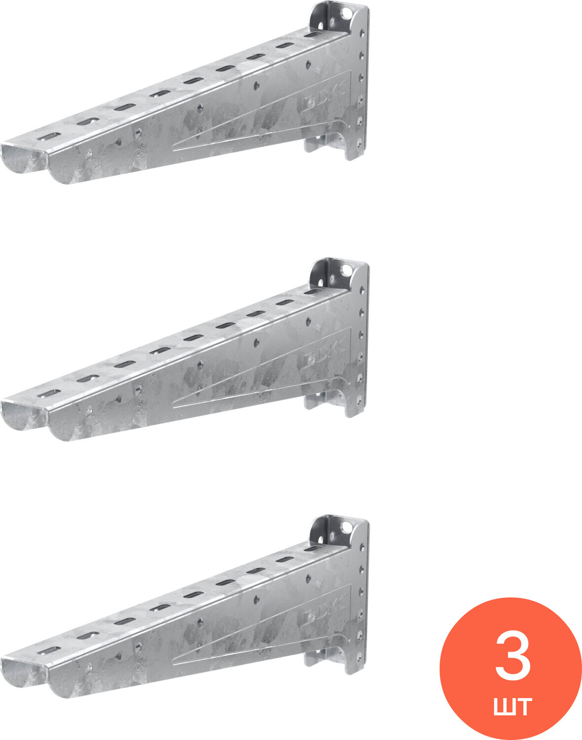 Консоль для кабельных лотков DKC / ДКС BBN6030 универсальная усиленная, оцинкованная стальная, длина основания 300мм / крепеж (комплект из 3 шт)