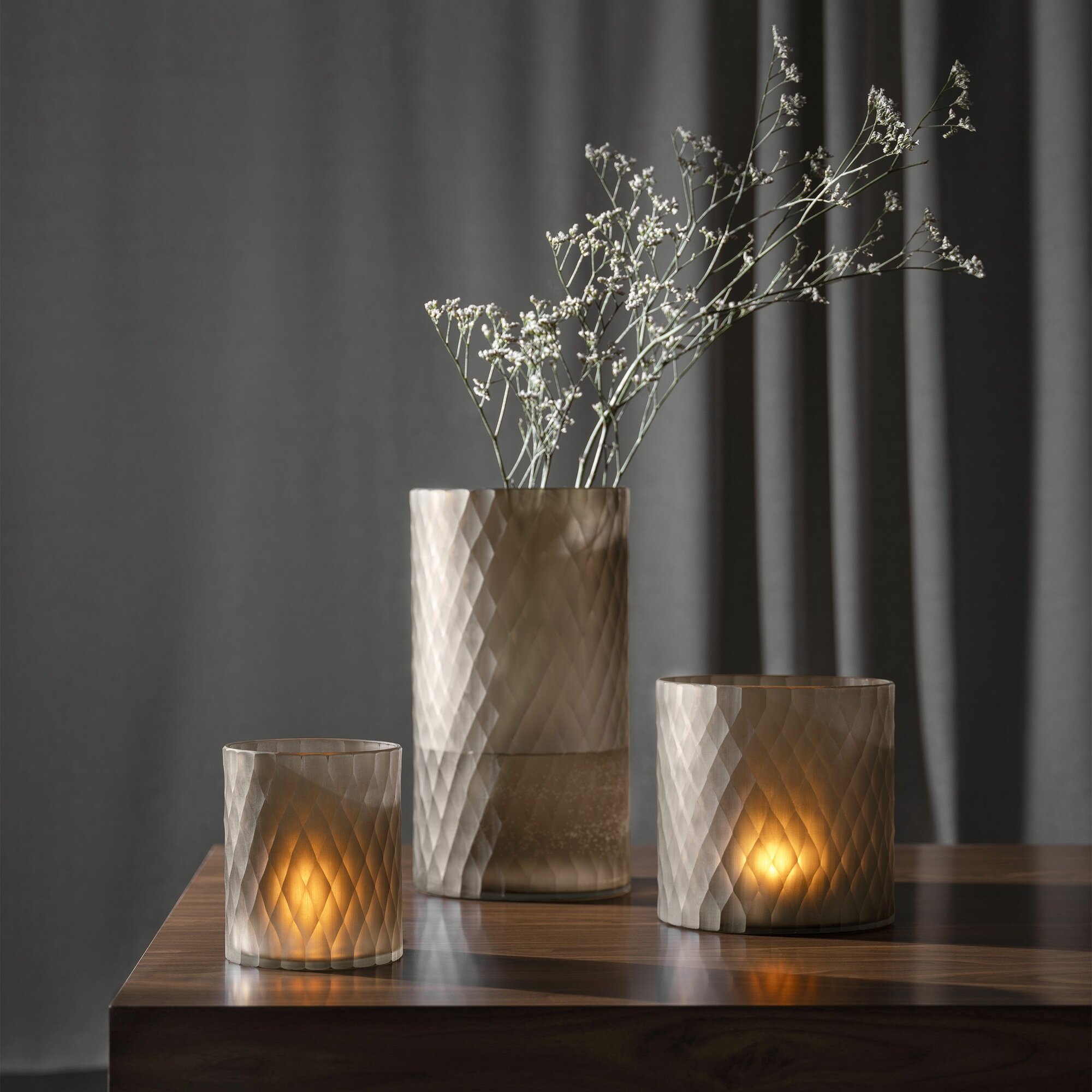 Ваза-подсвечник Togas "Кантан", хрустальный, настольный, коричневый, 1 шт.