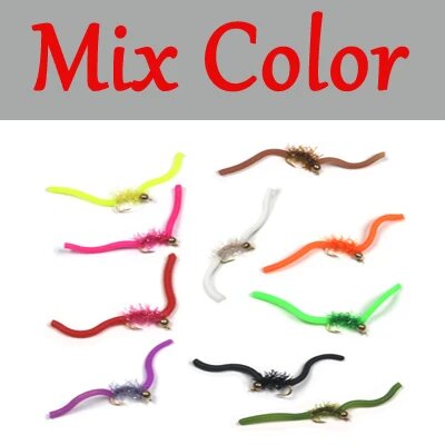 ICERIO San Juan Worm Мухи для ловли форели Белый, Mix Color 10pcs