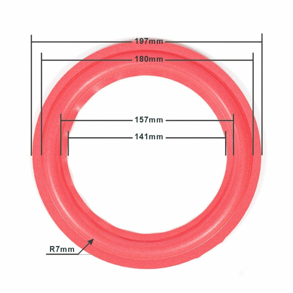 Запчасть для аудиотехники, Пенопластовая обводка для динамика - красная - 8 дюймов