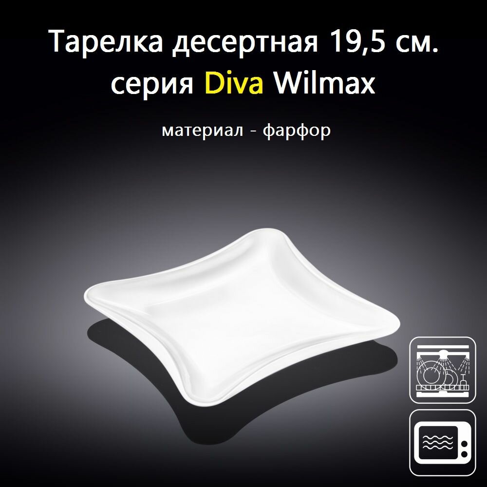 Тарелка десертная 19,5 см. (квадратная). Wilmax