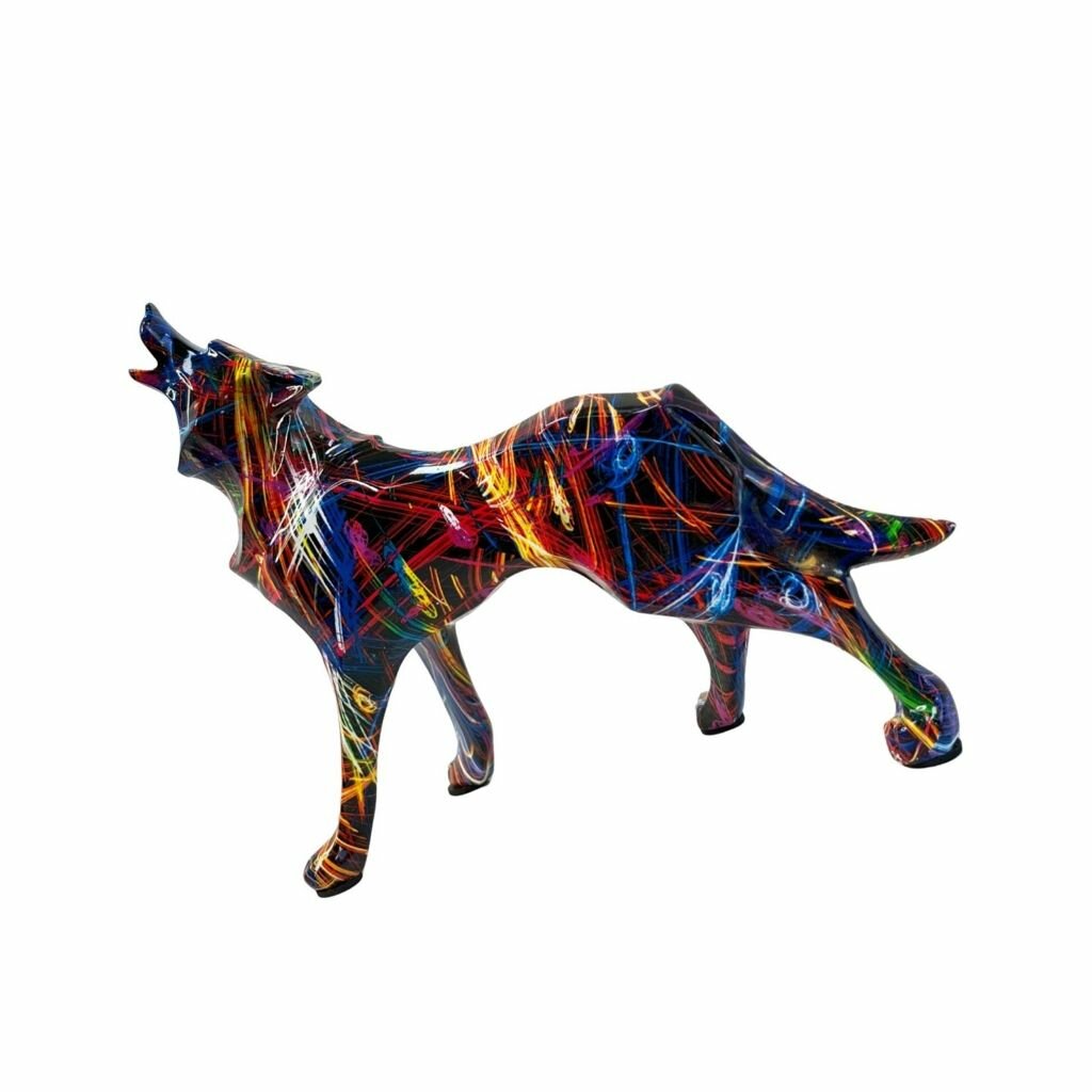 Геометрическая фигурка волка, креативная скульптура животного из смолы для любителей искусства и украшения дома, настольная