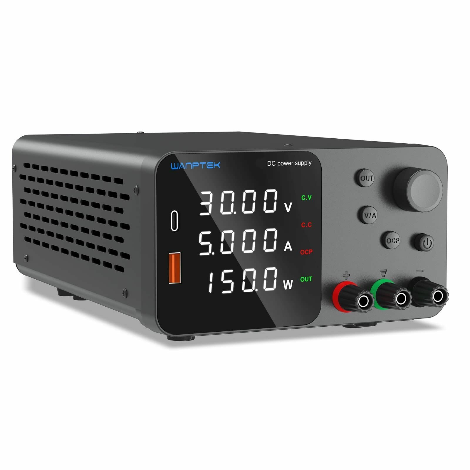Лабораторный источник питания, регулируемый 0-30В 0-5А (с портом зарядки USB-A/type-c) WANPTEK TPS305