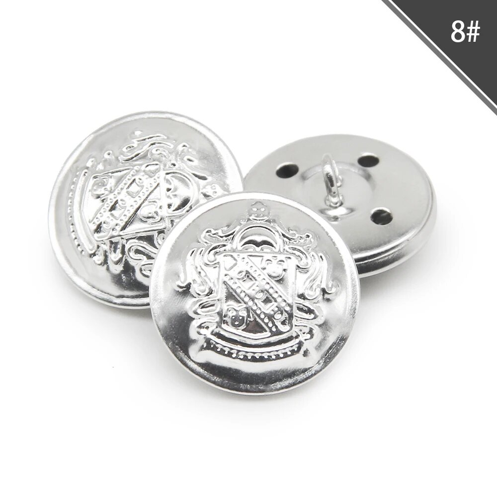 Медные винтажные пуговицы St.Lucas 10 шт, 15/18/20/23/25 мм Серебряный, 18mm, NO08