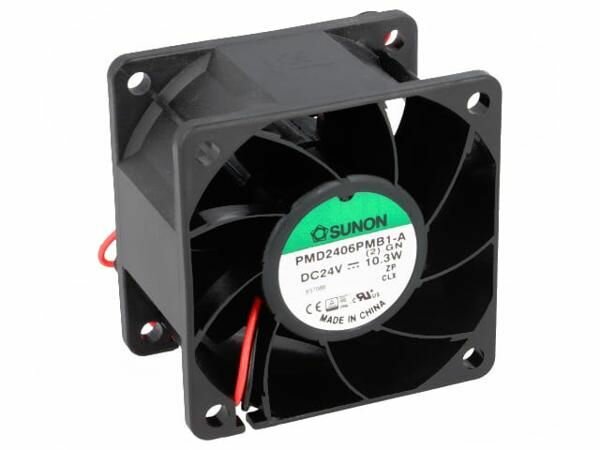 Вентилятор осевой SUNON PMD2406PMB1A, 24В DC, 60x60x38мм, подшипник качения, поток 95,99куб. м/ч, 56дБА, 28AWG