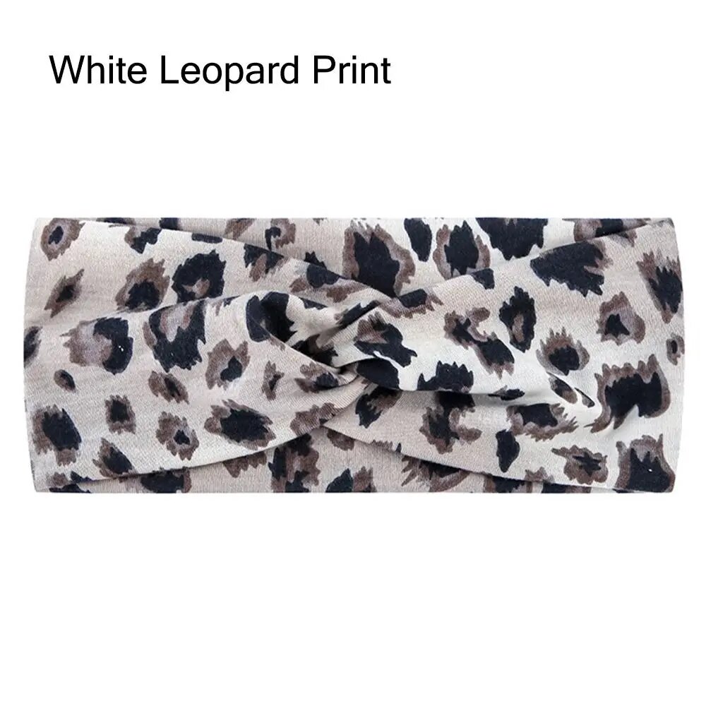 Белая повязка на голову с принтом White Leopard Print