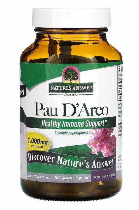 Пау д'Арко (кора муравьиного дерева) Nature's Answer Pau D'Arco 500 мг 90 веганских капсул