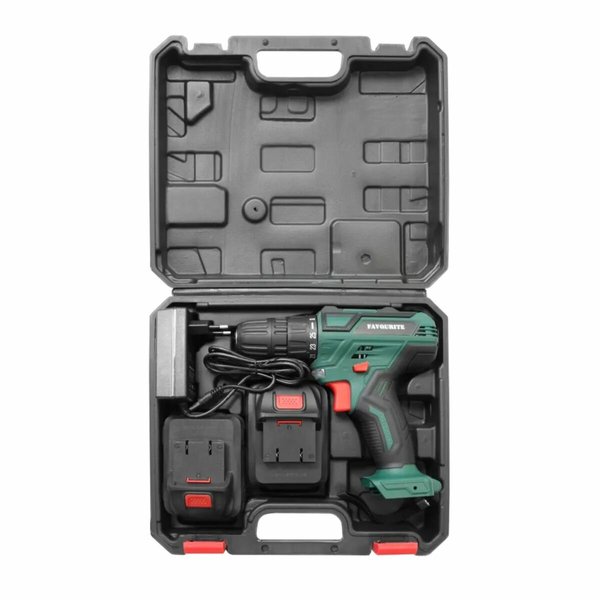 FAVOURITE Дрель-шуруповерт аккумуляторная DC 1402 PROMO, зеленый