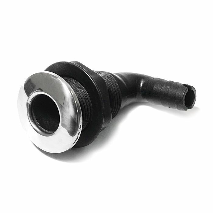 Стакан дренажный угловой 16мм с нержавеющей накладкой, основание пластик (Sunfine)