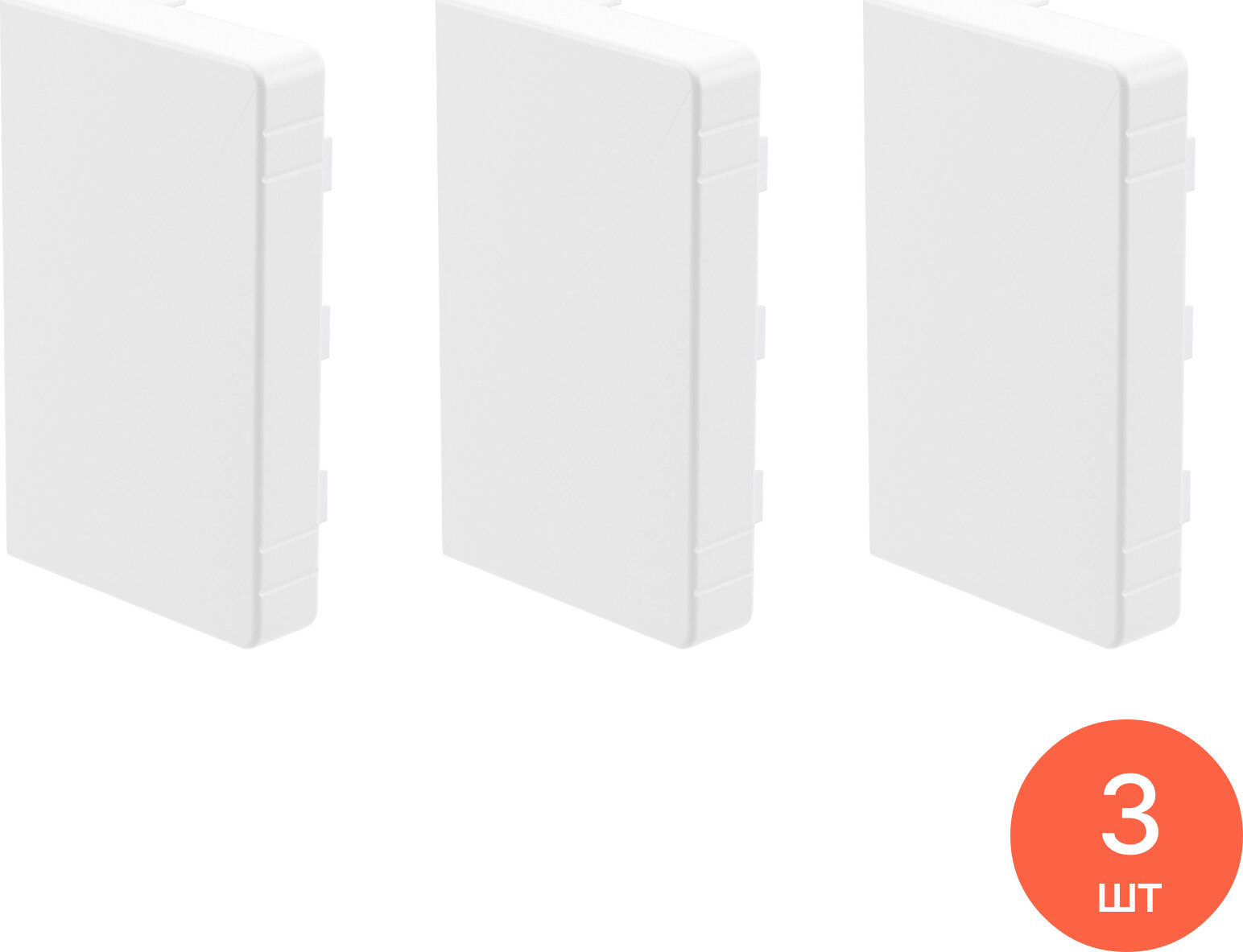 Заглушка DKC / ДКС LAN симметричная, прямоугольная, пластиковая, белая, размером 100x60мм / аксессуары для кабель каналов (комплект из 3 шт)