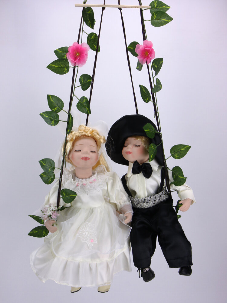 Коллекционные куклы POLLY DOLLS "Жених да Невеста", фарфор, ручная работа, 35 см