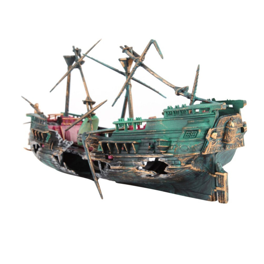 Декор для аквариума: лодка, затонувший корабль, пластиковая лодка, трещина в корпусе, сломанный корабль, украшение для аквариума, ландшафтный декор.