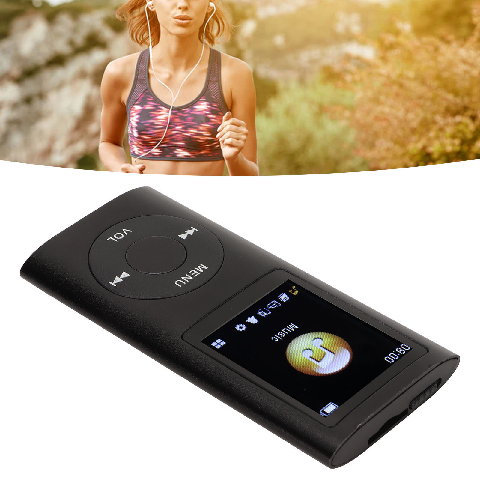 MP3 Player 1.8 Inch LCD Screen Portable MP3 Music Player Lossless Sound Supports MP3 WMA FLAC APE Up to 64G Memory Capacity Aluminum Alloy Lithium 200mAh Includes 1 MP3 Player 1 Charging Cable 1 Earphone