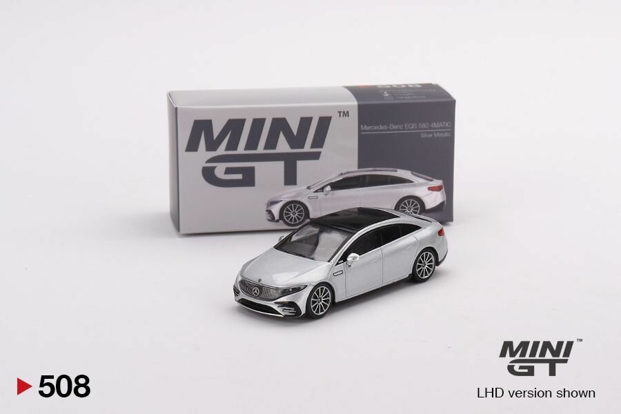 Коллекционная Premium машинка Mini GT Mercedes-Benz EQS 580 4MATIC Silver Metallic #508 (year 2023, MGT00508)