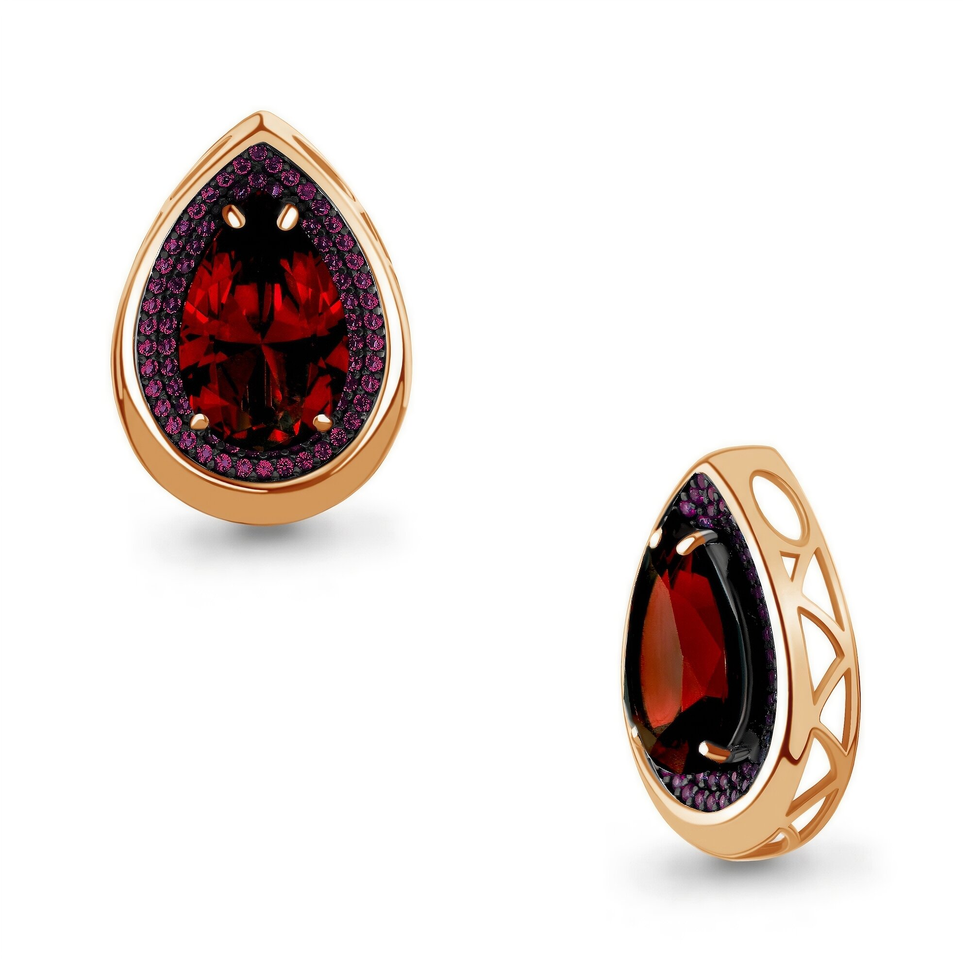 Подвеска, серебро, 925 проба, золочение, гранат, корунд