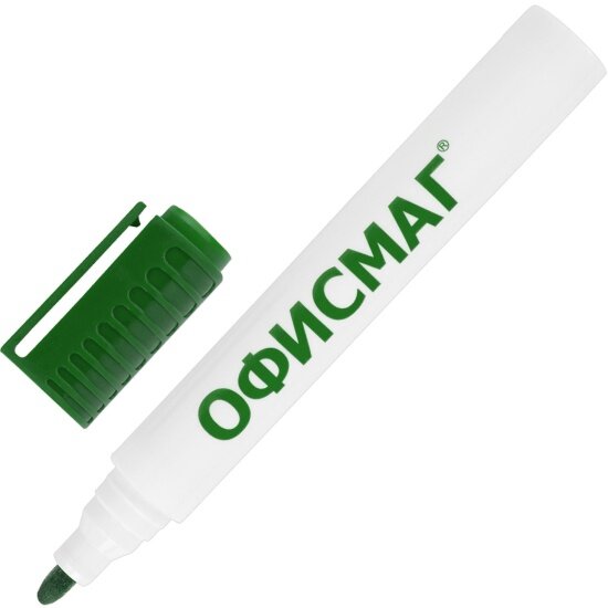 Маркер стираемый Офисмаг для белой доски зеленый, , круглый наконечник, 3 мм, 152221