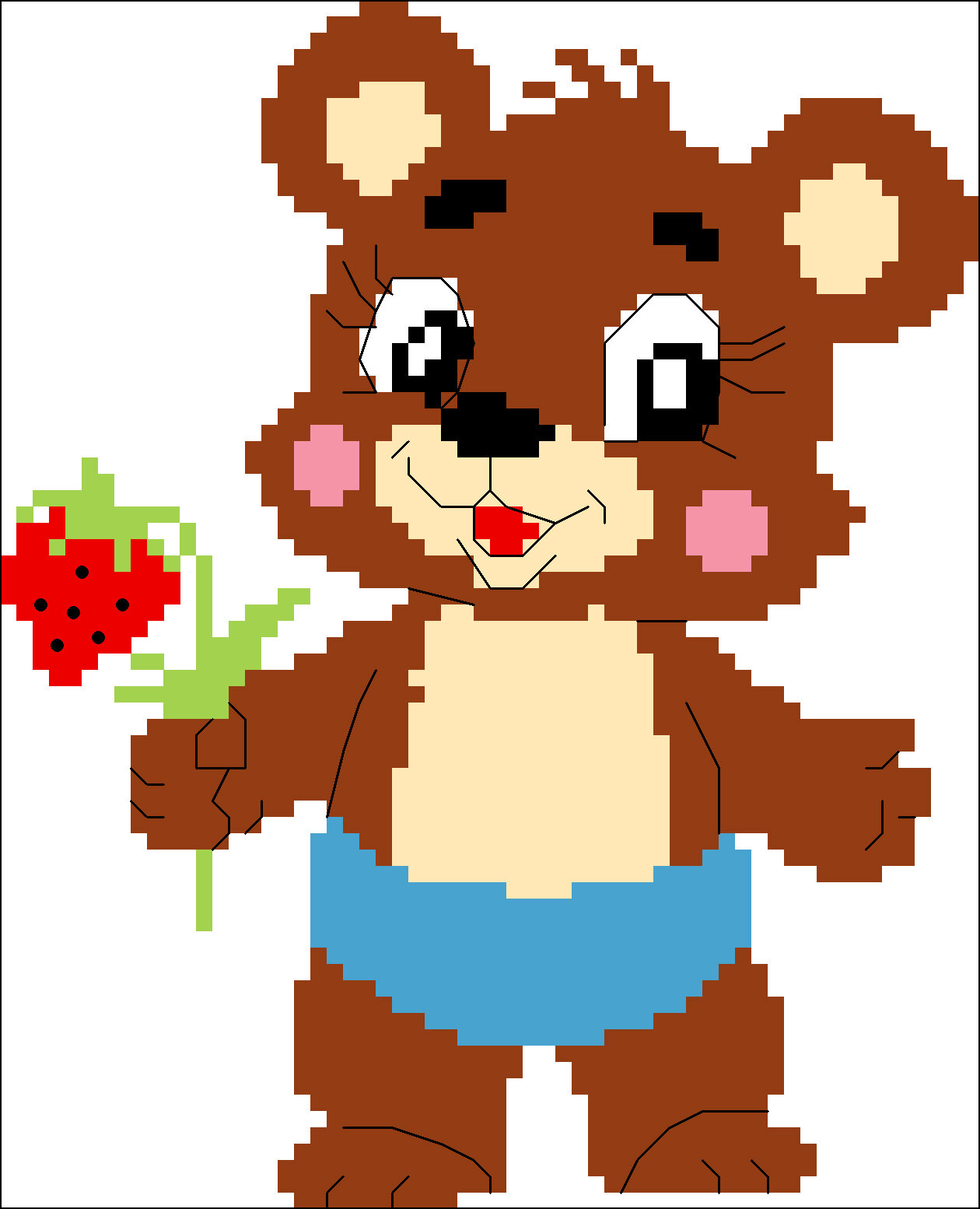 Набор для вышивки для начинающих № 021 "Медведь с ягодкой", рисунок на канве AIDA, 18x20 см, мулине