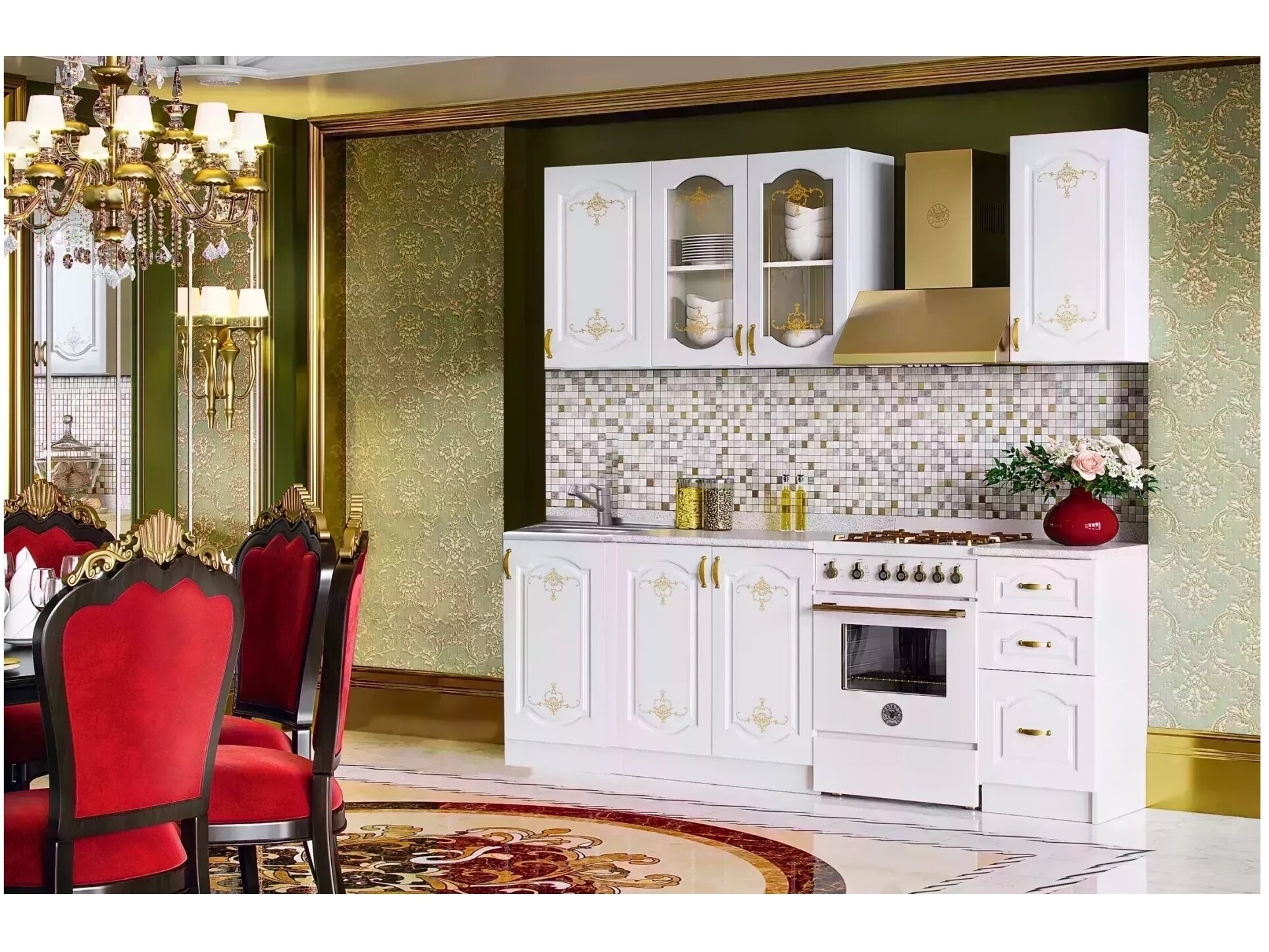 Кухня Версаль 1,7м (Белый матовый)