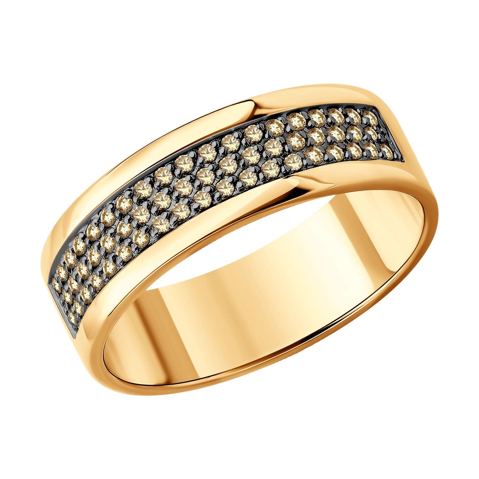 Кольцо дорожка, красное золото, 585 проба, бриллиант