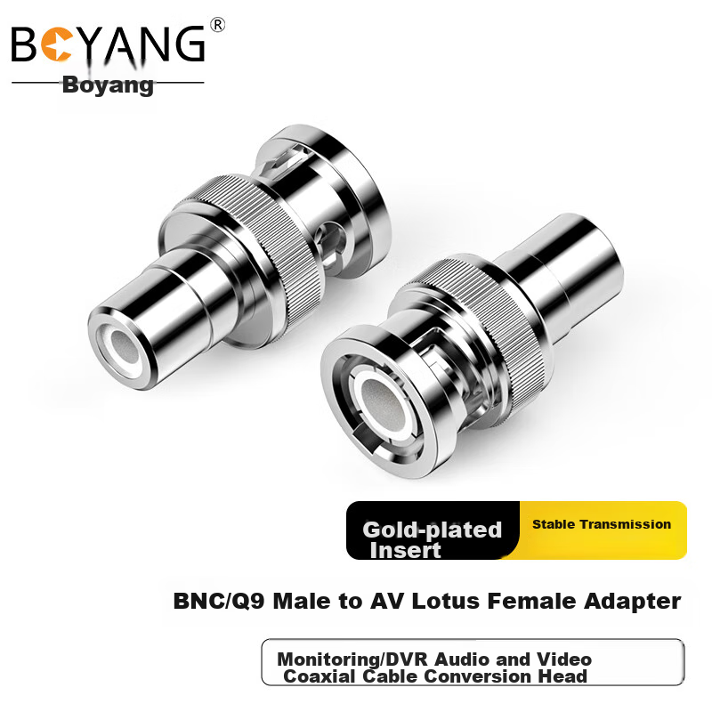 Boyuan BNC/Q9 Male to RCA Female AV Audio Video Cable Converter, 10-Pack, BY-BNC/RCA