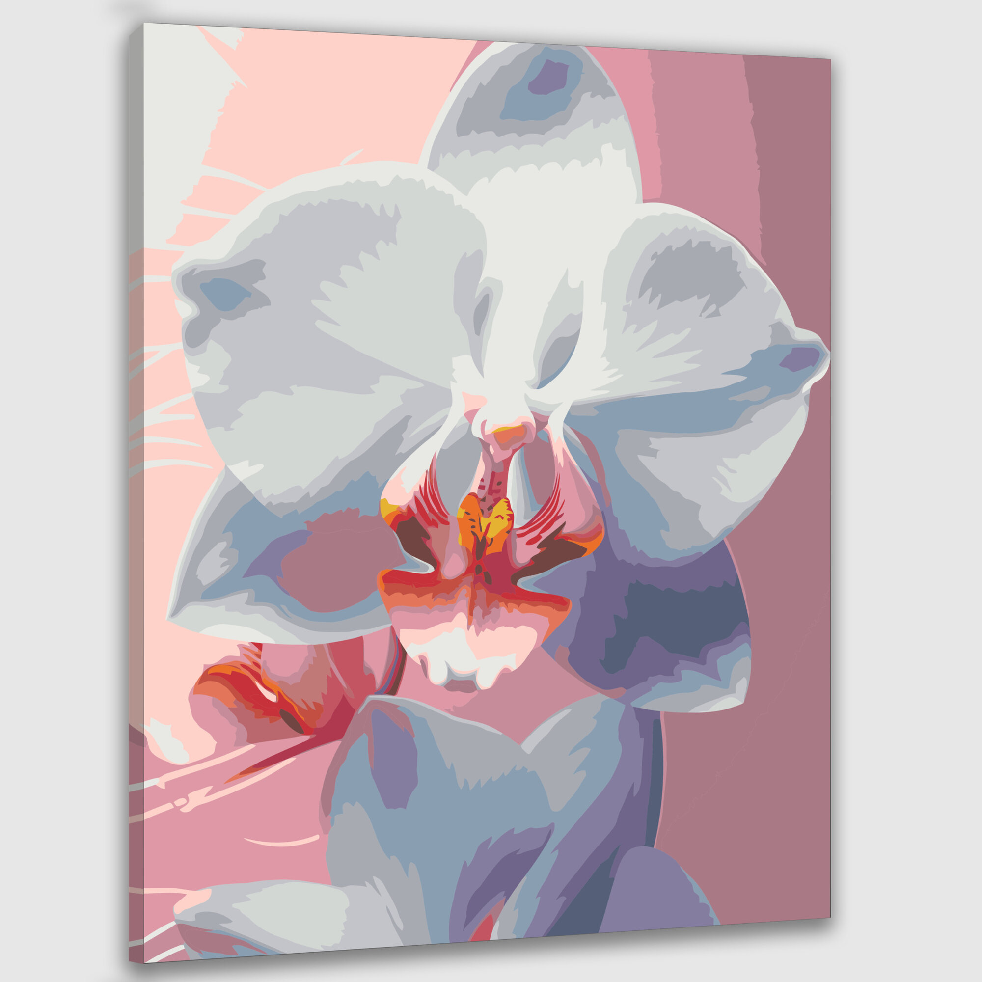 Картина по номерам 40x50 см, орхидея, цветок, лепестки, градиенты, элегантность, утонченность, крупный план, изысканный