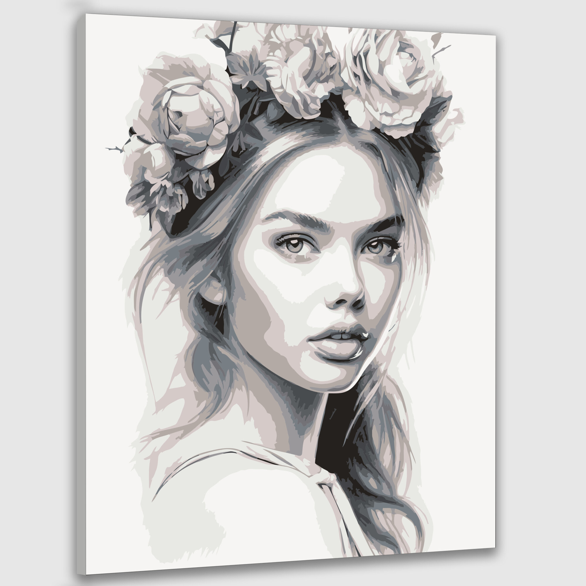 Картина по номерам 40x50 см, девушка, черты лица, растушевка, красота, выражение лица