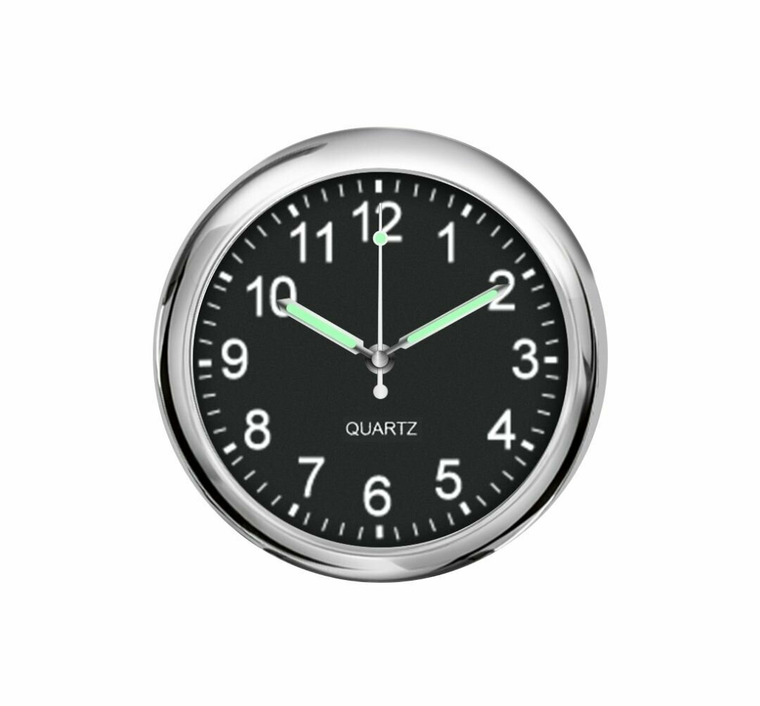 Часы автомобильные с креплением со светящимися фосфорными стрелками, чёрные